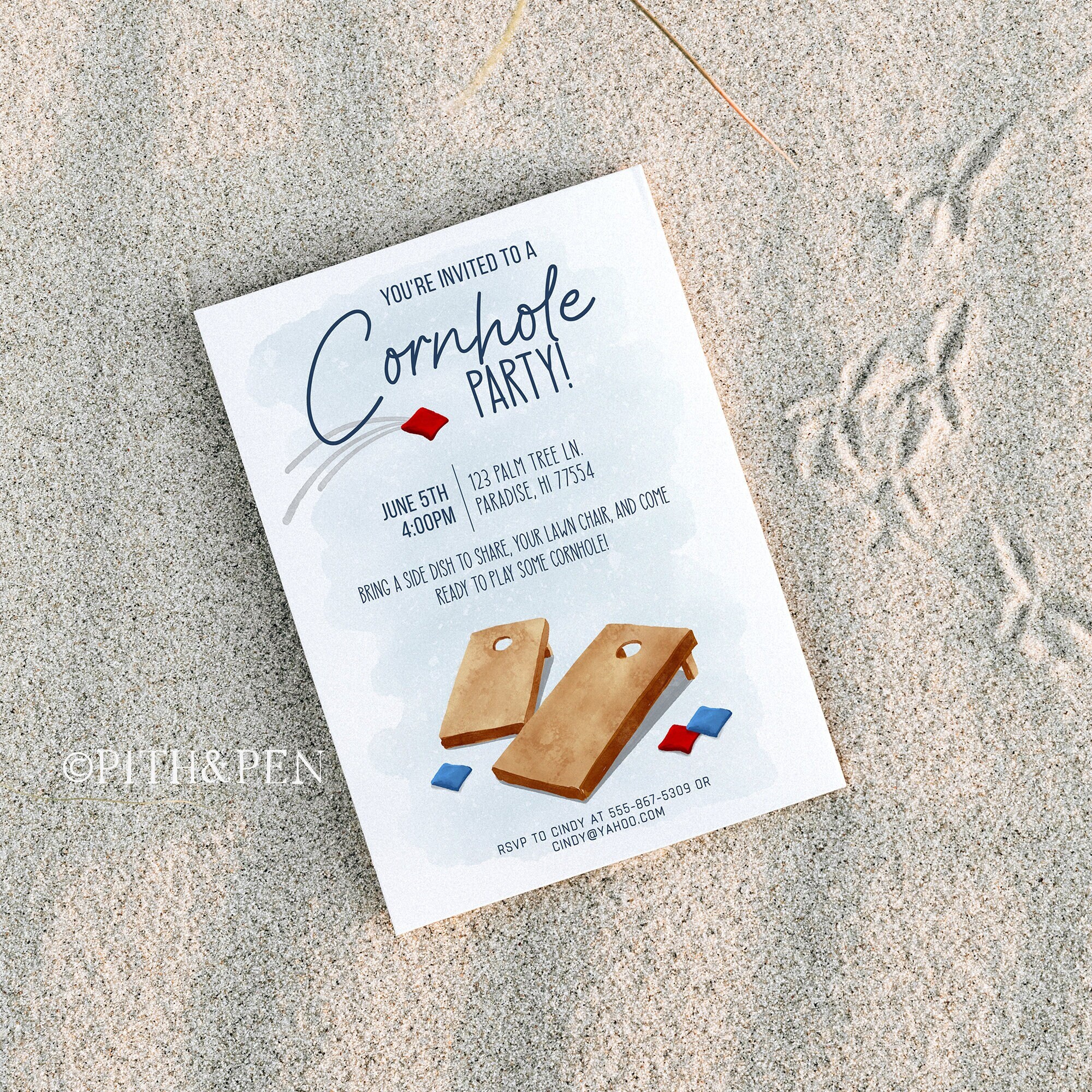 Editable Cornhole Party Invitation DIY Electronic Invite | Etsy