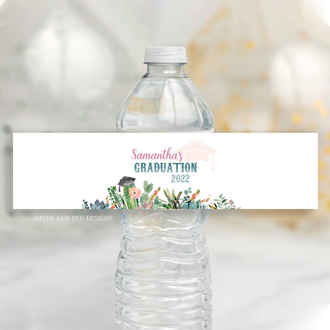 Graduation Fiesta Party Water Bottle Label, PRINTABLE Party Decor ...