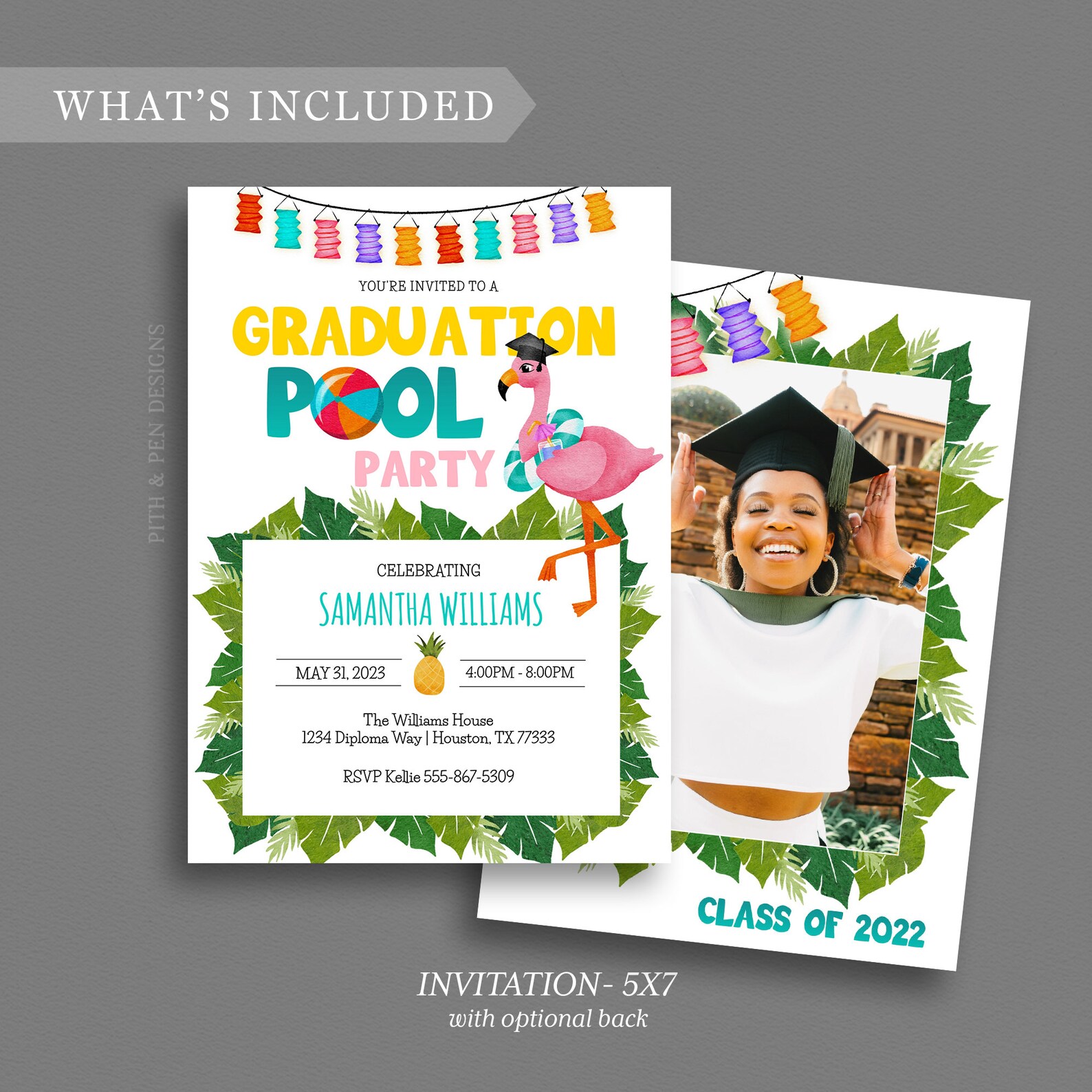 Graduation Pool Party Invitation Printable Summer Party - Etsy