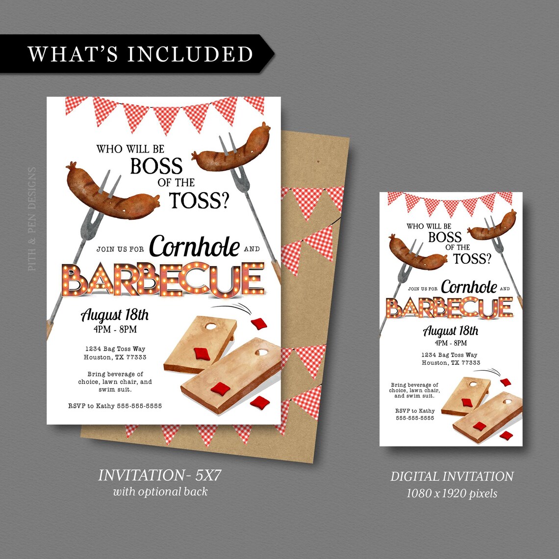 Cornhole Party Invitation | Grill and Chill BBQ Tournament | Printable ...
