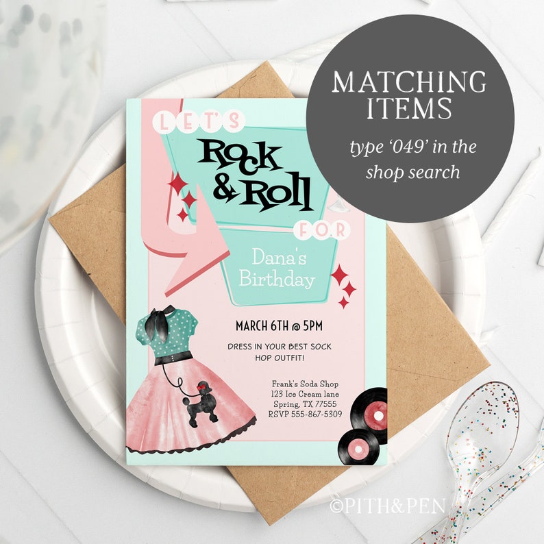 50's Sock Hop Thank You Card Printable Card Instant - Etsy