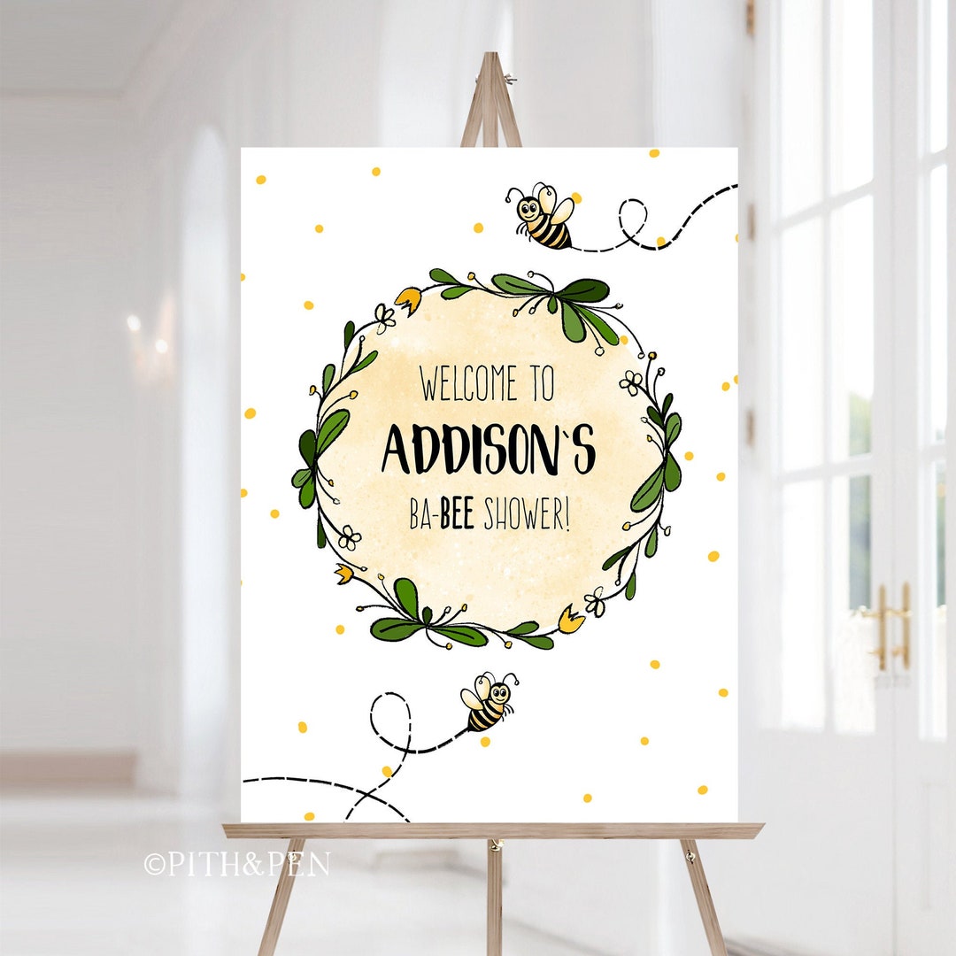 Printable Honey Bee Welcome Sign, Baby Shower Sign, Corjl #039-16WS - Etsy