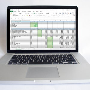 Precious Metals Conversions and Value Tracking Excel Spreadsheet (gold ...