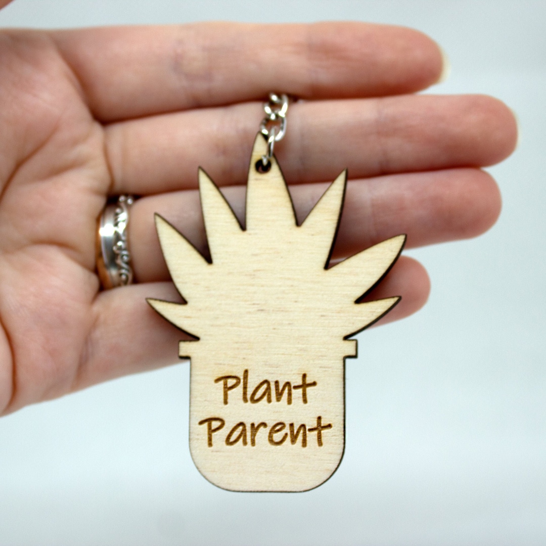 Plant Parent Keyring, Plant Lover Keychain, Green Thumb Gift, Gardener ...