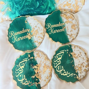 Handmade Ramadan Kareem Tray and Coaster Set Handmade Resin Art Resin ...
