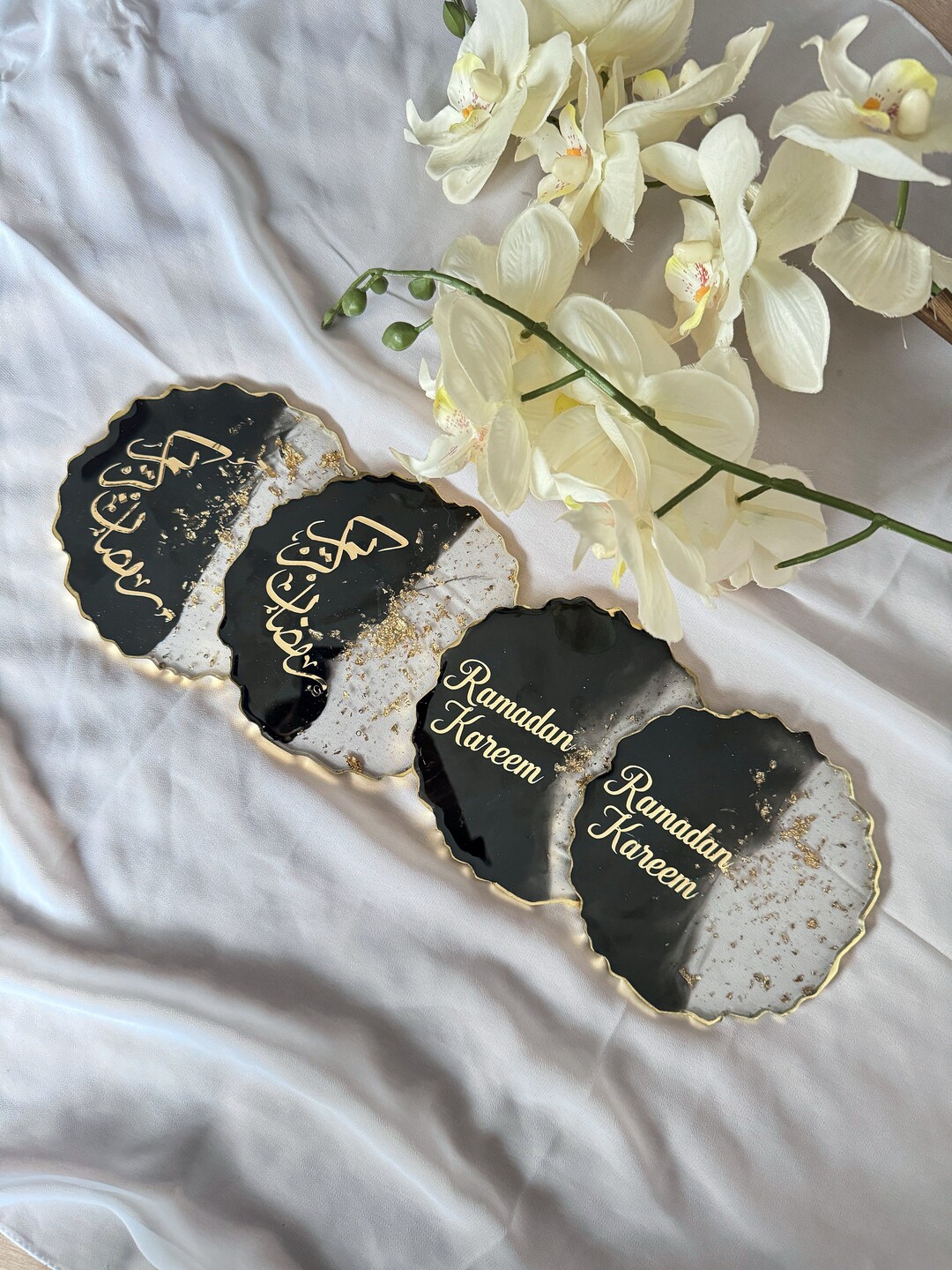Black and Gold Ramadan Coaster Set | Ramadan Coasters | Ramadan Gifts ...