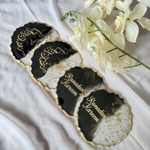 Black and Gold Ramadan Coaster Set | Ramadan Coasters | Ramadan Gifts ...