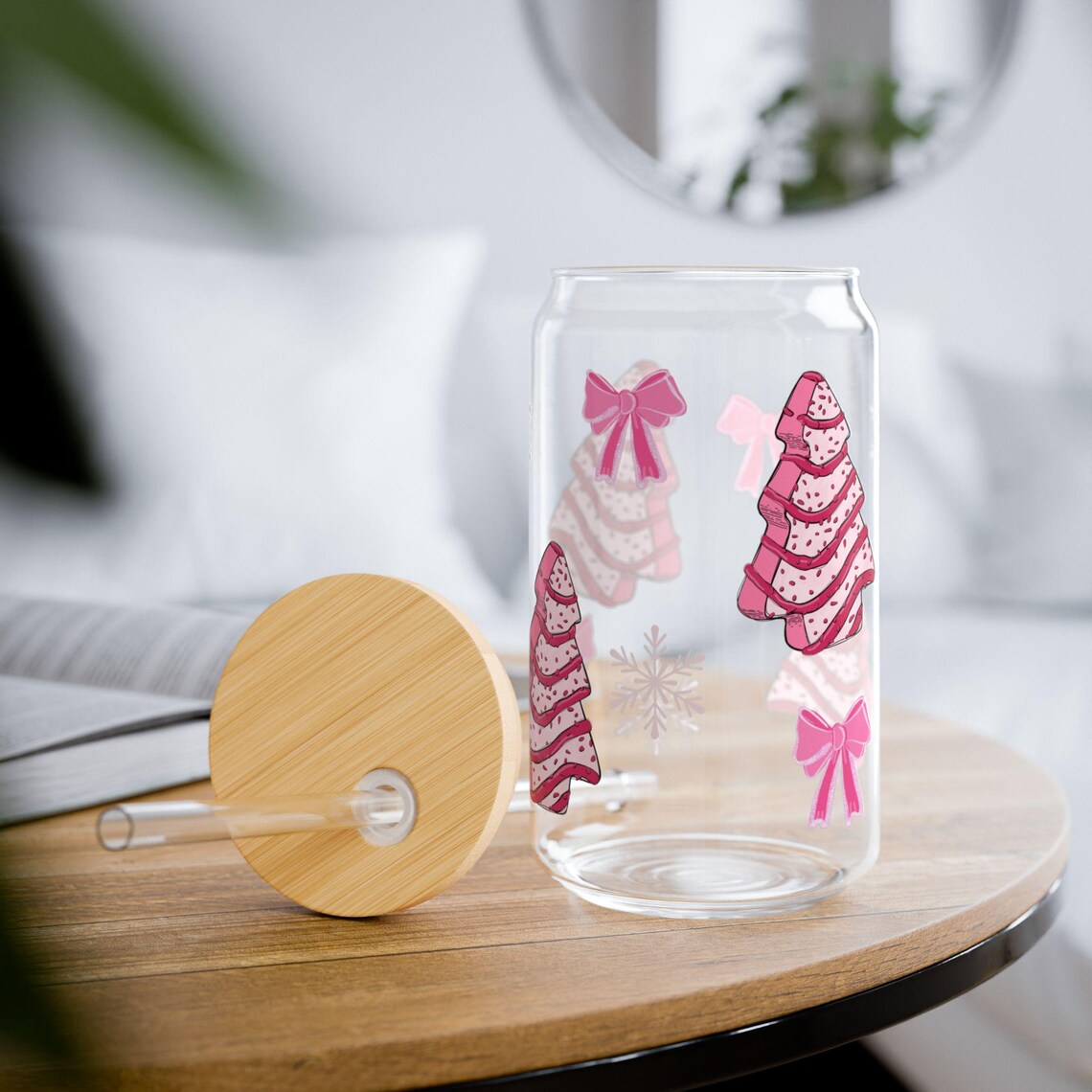 Adorable Pink Christmas Tree Cake Sipper Glass, 16oz - Etsy