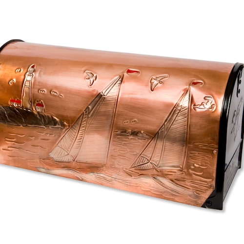 Lighthouse and Sailboats Mailbox - Etsy