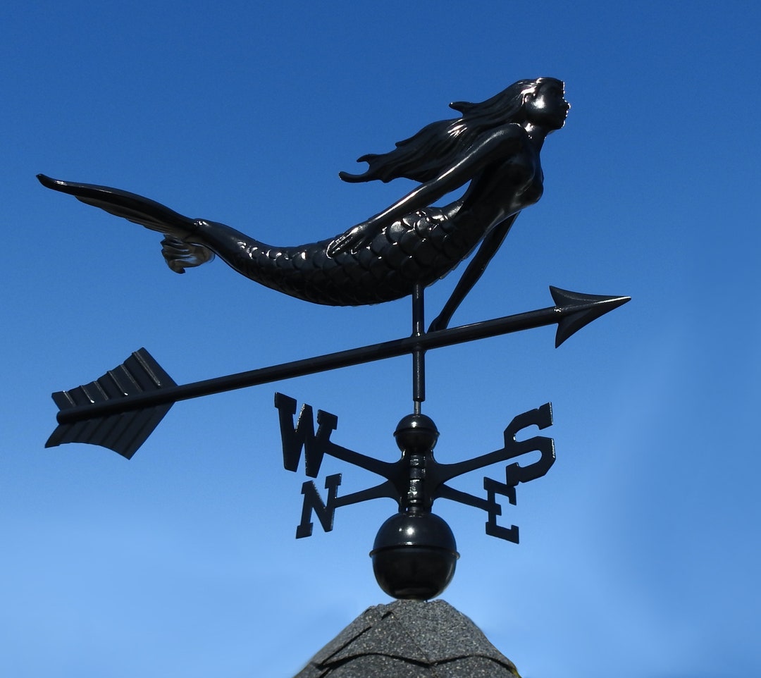 Copper Mermaid Weathervane With Black Finish - Etsy