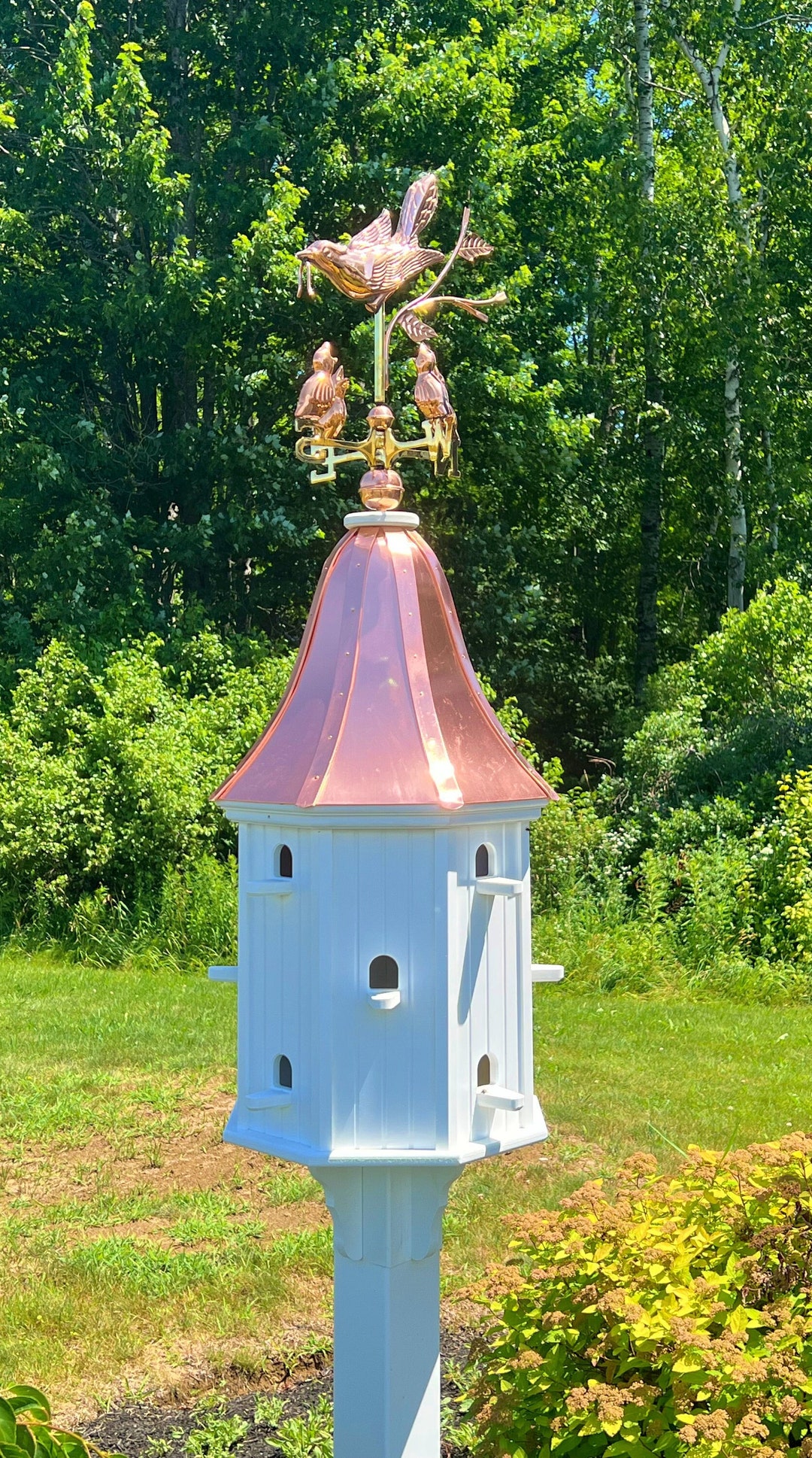 Octagon Dovecote Birdhouse With Mother Bird & Chicks Weathervane - Etsy