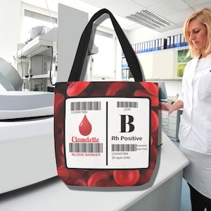Custom Blood Type Tote Bag, Medical Lab Science Gift, Fun Lab Week Gift ...