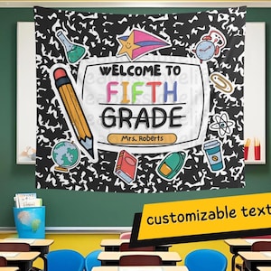 Custom Fifth Grade Back to School Teacher Banner, Teacher Wall Decor ...