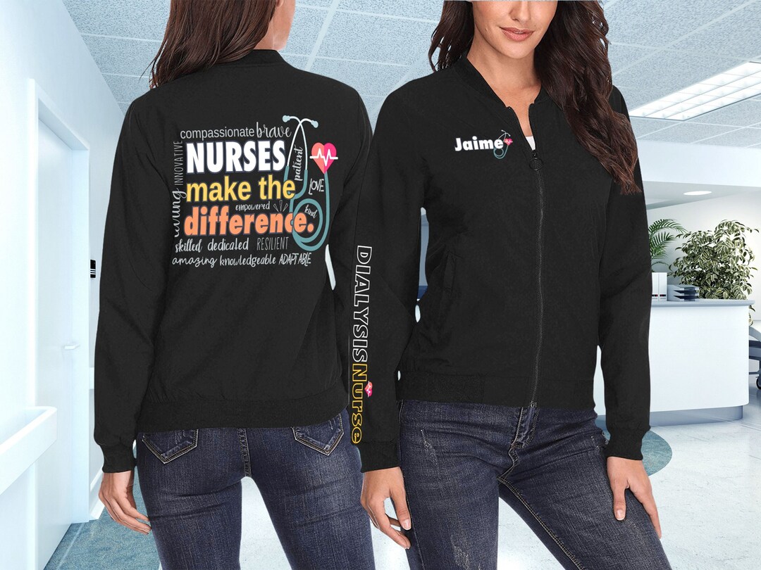 Personalized Dialysis Nurse Bomber Zip Jacket, Nurse Week Appreciation ...