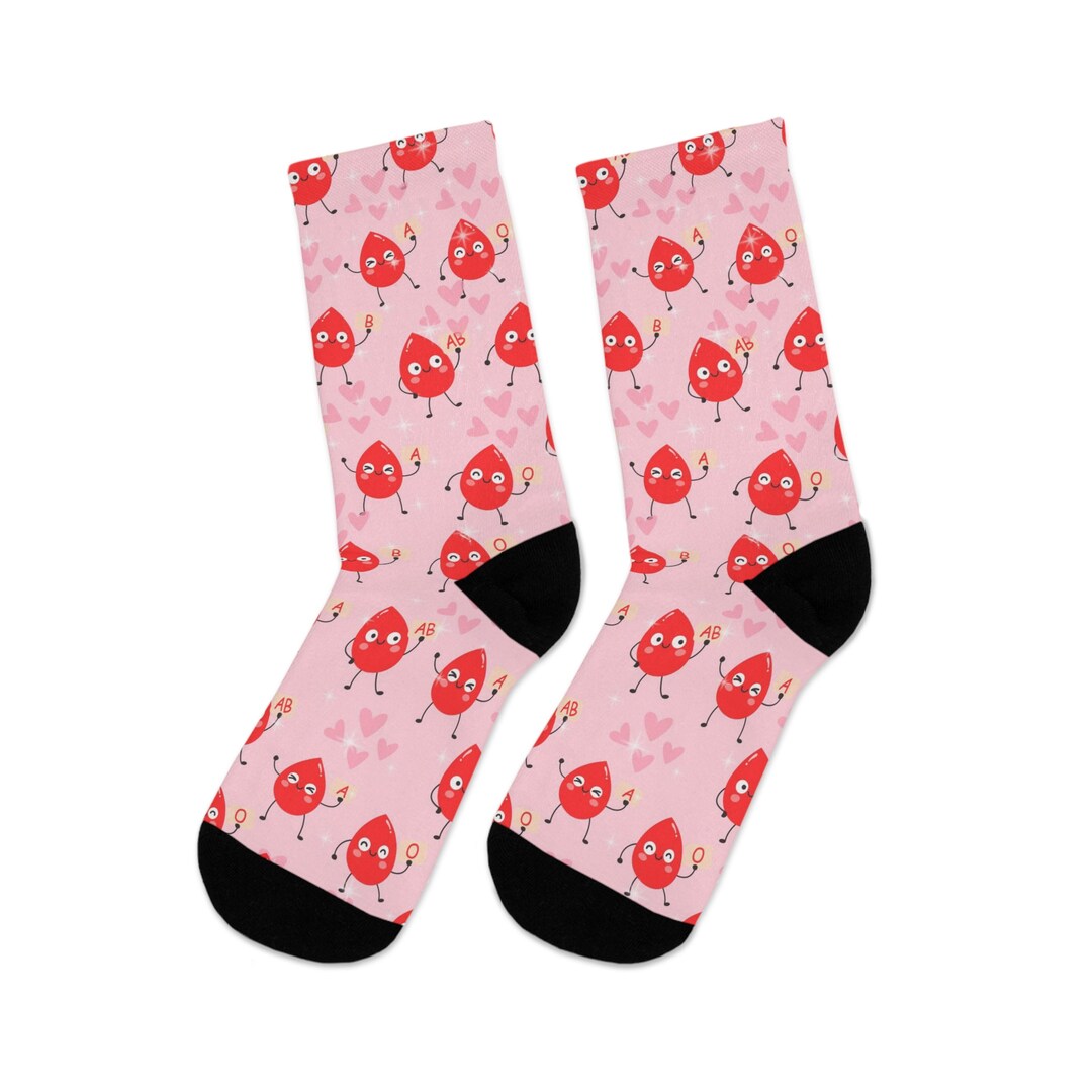 CUTE BLOOD TYPES Socks, Blood Donor Gift, Blood Bank Socks, Lab Week ...