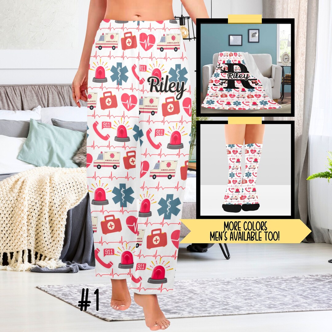 Personalized 911 Dispatcher PJ Pants, EMT Pajama Graduation Gift ...