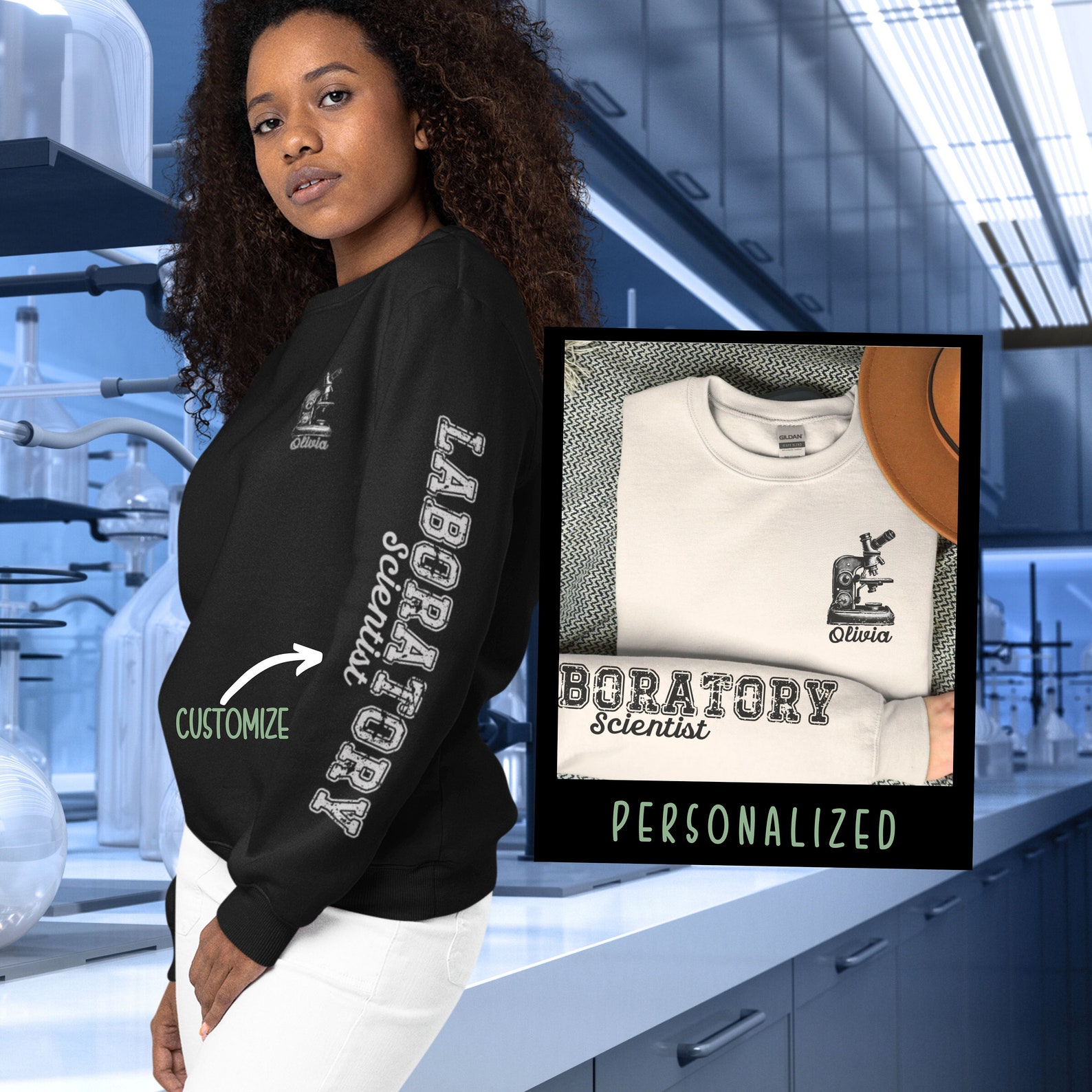 Personalized Lab Scientist Sweatshirt, Medical Student Graduation Gift ...