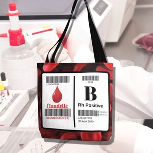 Custom Blood Type Tote Bag, Medical Lab Science Gift, Fun Lab Week Gift ...