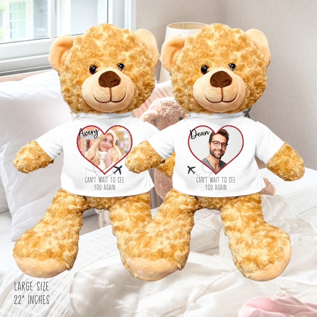 Photo Personalized Teddy Bear Couple Gift, Long Distance Relationship ...