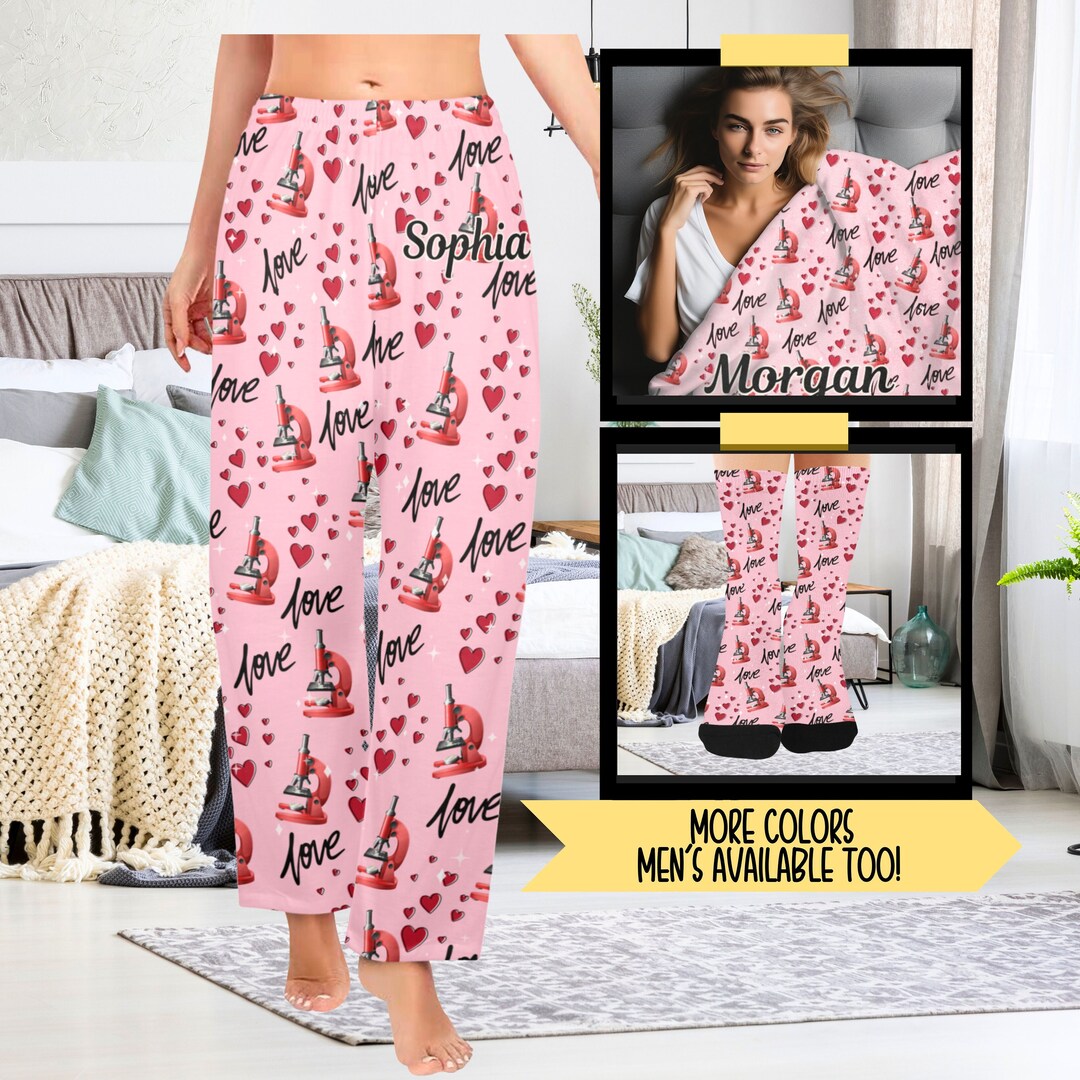 Personalized Microscope PJ Lounge Pants, Laboratory Valentine Pajama ...