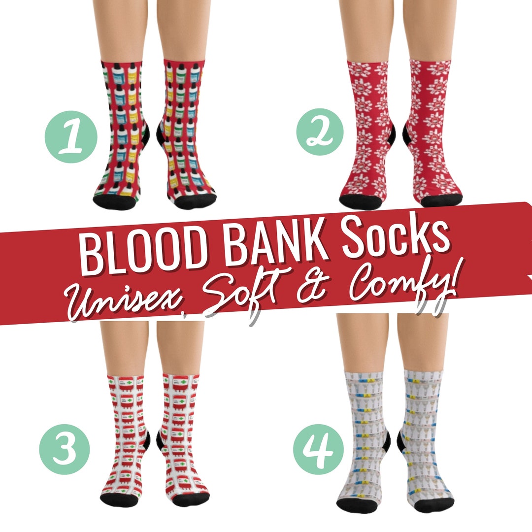 BLOOD BANK SOCKS, Fun Lab Science Socks, Lab Tech Gift, Science Socks ...