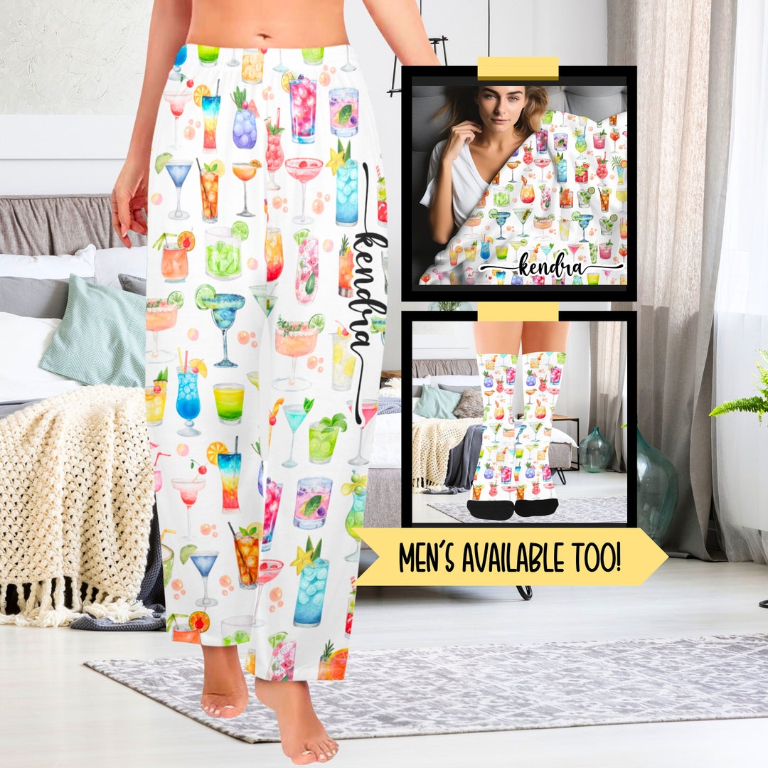 Personalized Cocktail Drink Pajamas, Couples Matching PJ, Girls Weekend ...