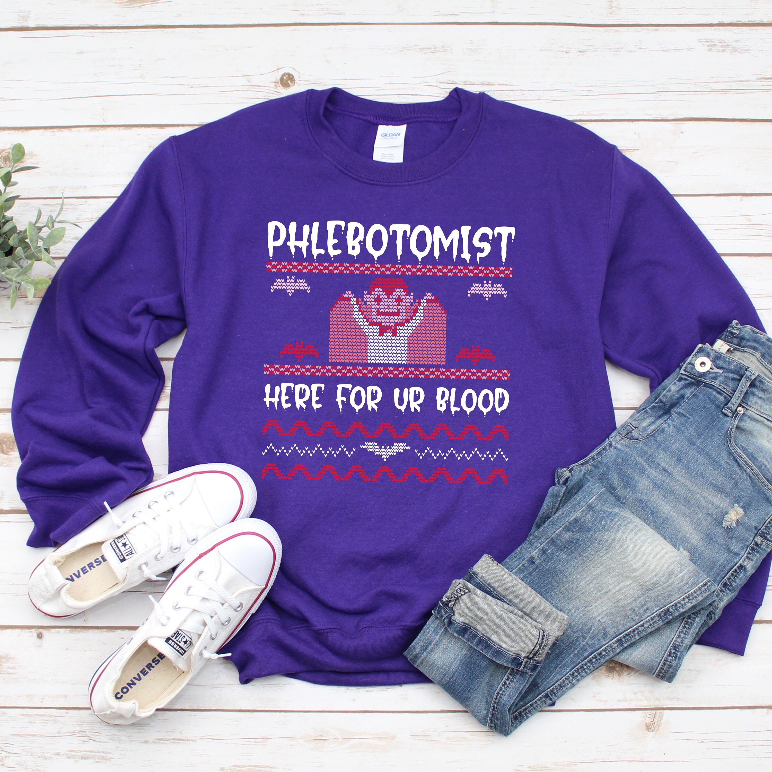 PHLEBOTOMIST Here for Ur Blood Sweatshirt, Ugly Halloween Sweater ...
