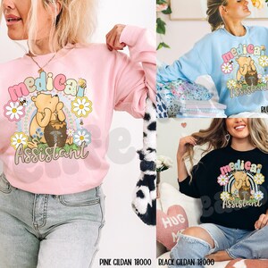 Medical Assistant Pooh Bear Wildflower Sweatshirt, CMA Certified ...