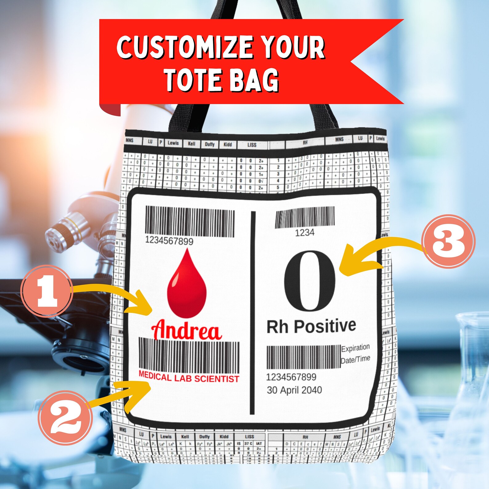 Custom Antibody ID Tote Bag, Medical Lab Science Gift, Fun Lab Week ...