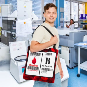 Custom Blood Type Tote Bag, Medical Lab Science Gift, Fun Lab Week Gift ...
