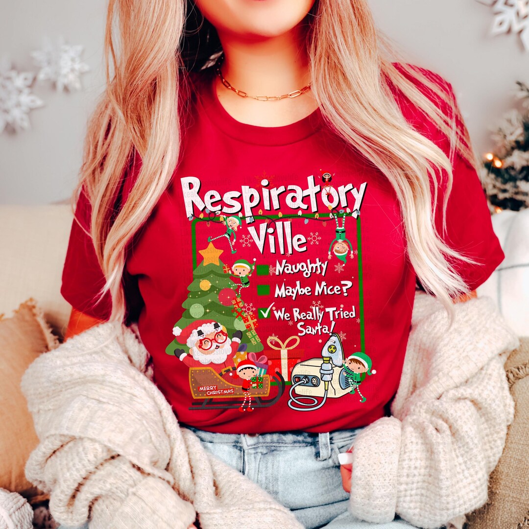 Respiratory Ville Christmas Funny Group Santa Elf Shirt, RT Holiday ...