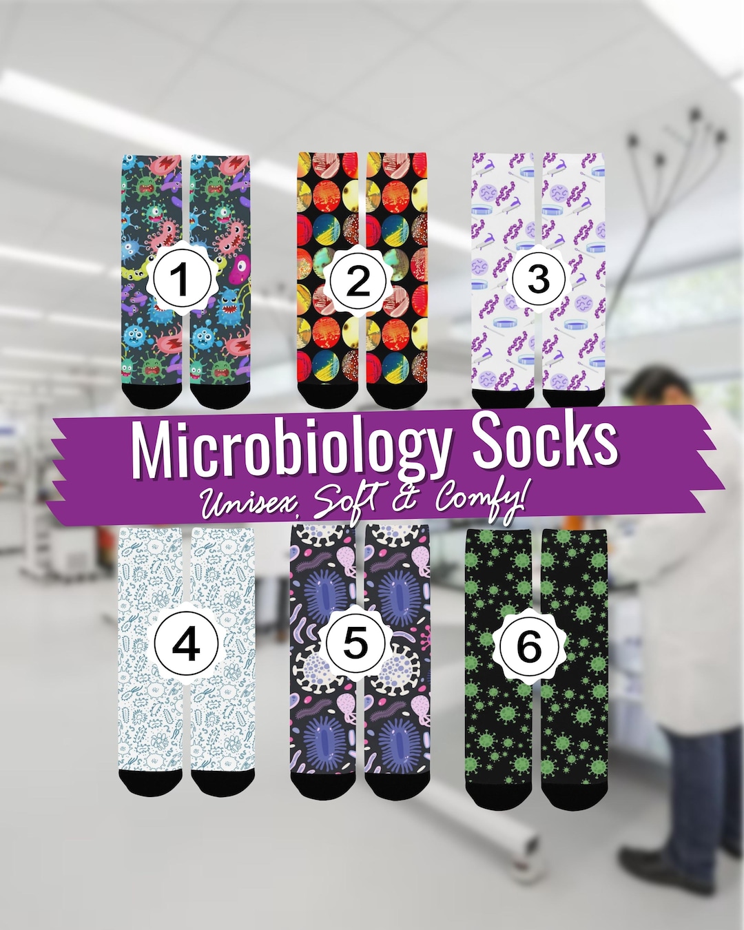 Microbiology Socks, Medical Lab Science Graduation Retirement Gift, Lab ...