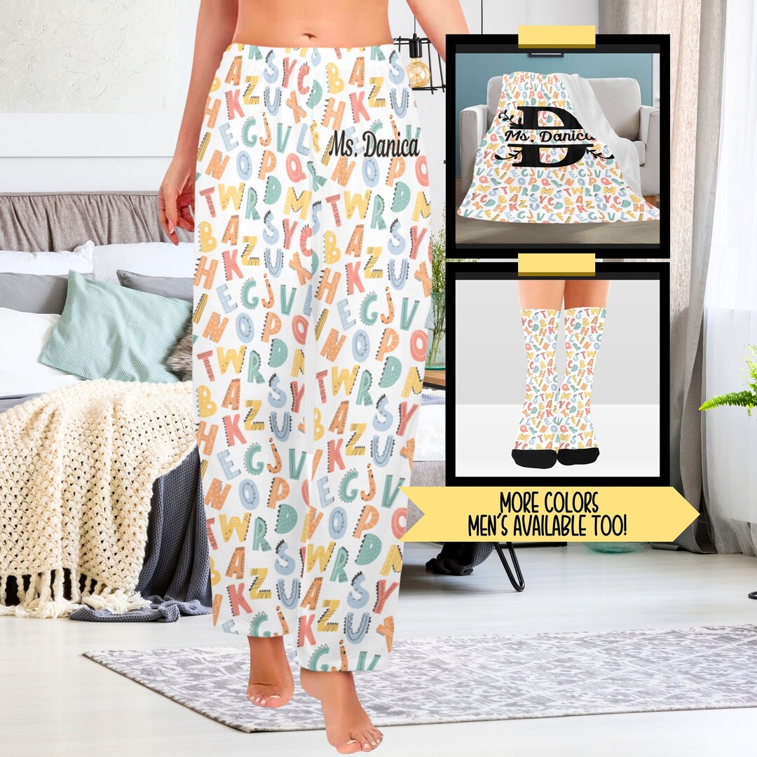 Personalized Teacher PJ Pants, 1st Grade Teacher Pajama Christmas Gift ...