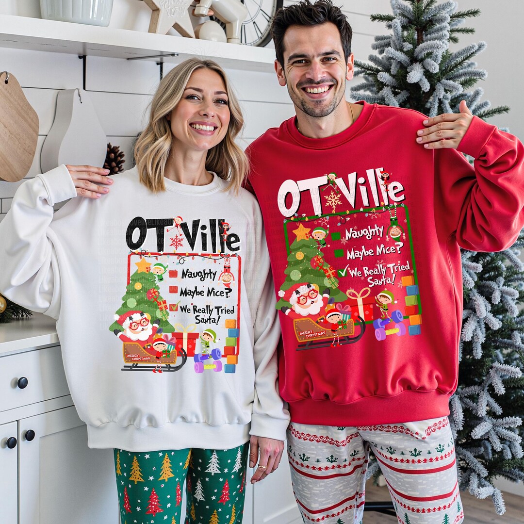 OT Christmas Funny Group Santa Elf Sweatshirt, Occupational Therapy ...