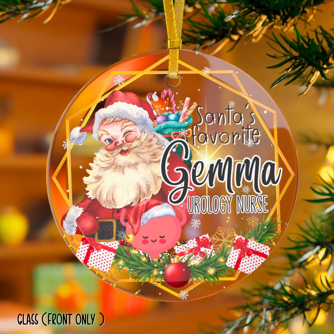 Personalized Urology Nurse Christmas Glass Ornament, Santa's Favorite ...