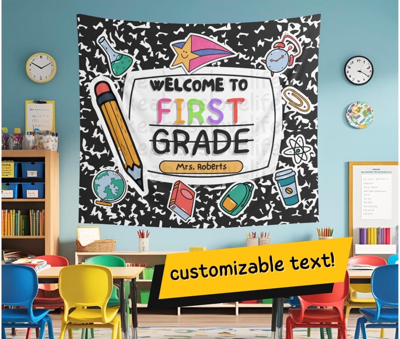 Custom Fifth Grade Back to School Teacher Banner, Teacher Wall Decor ...