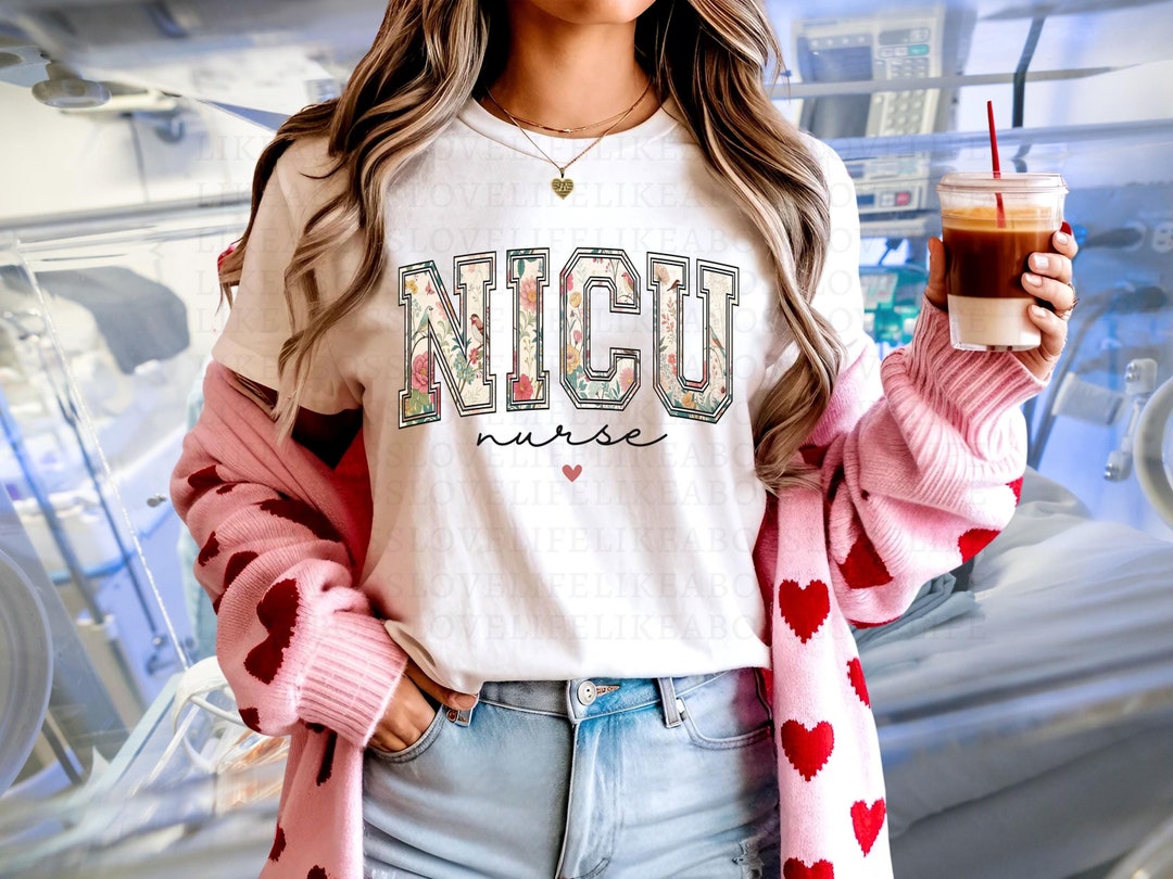 NICU Nurse Floral Spring Shirt, Neonatal Pediatric Intensive Care Nurse ...