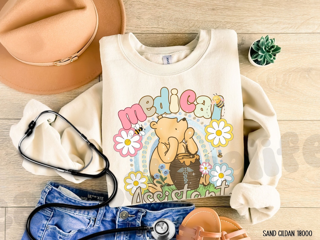 Medical Assistant Pooh Bear Wildflower Sweatshirt, CMA Certified ...
