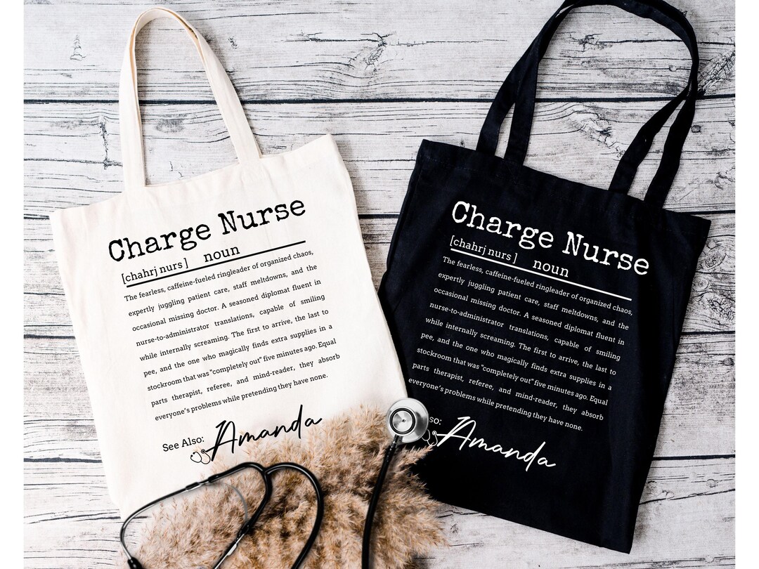 Personalized Charge Nurse Definition Tote Bag, NP ER RN Nurse ...