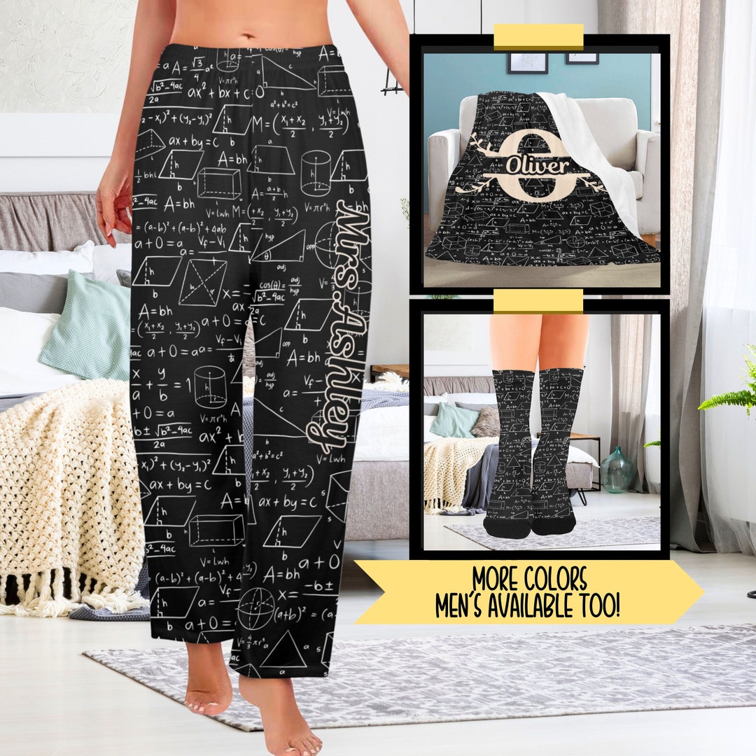 Personalized Math Teacher Christmas Pajama Gift, Algebra Teacher PJ ...