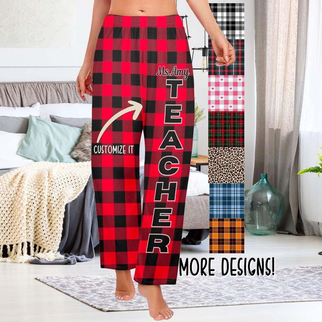 Personalized Teacher PJ Pants, Third Grade Teacher Plaid Pajamas ...