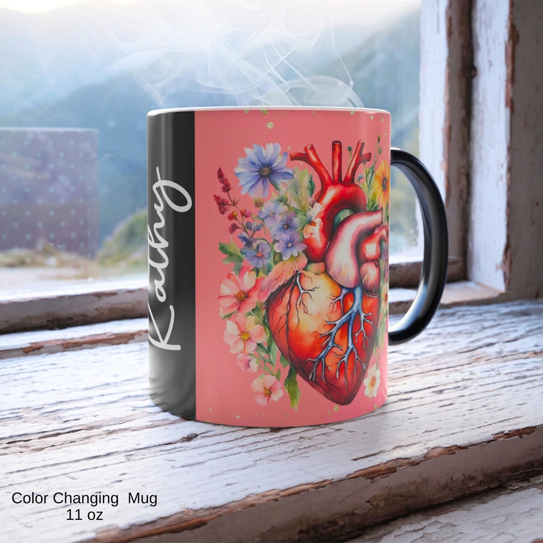 Personalized Color Morph Heart Mug, Cardiologist Valentine Gift ...