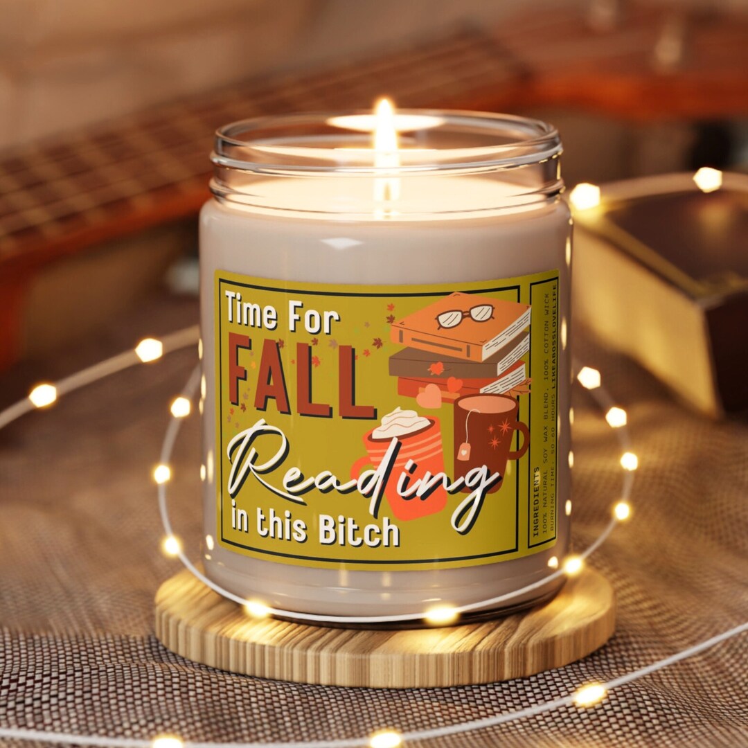 Cozy Fall Season Reading Teacher Candle, Fall School Librarian ...