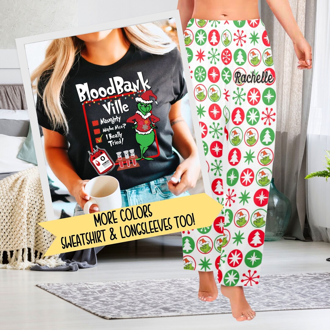 Personalized Blood Bank Christmas Pajama Pants, Laboratory Xmas PJ ...