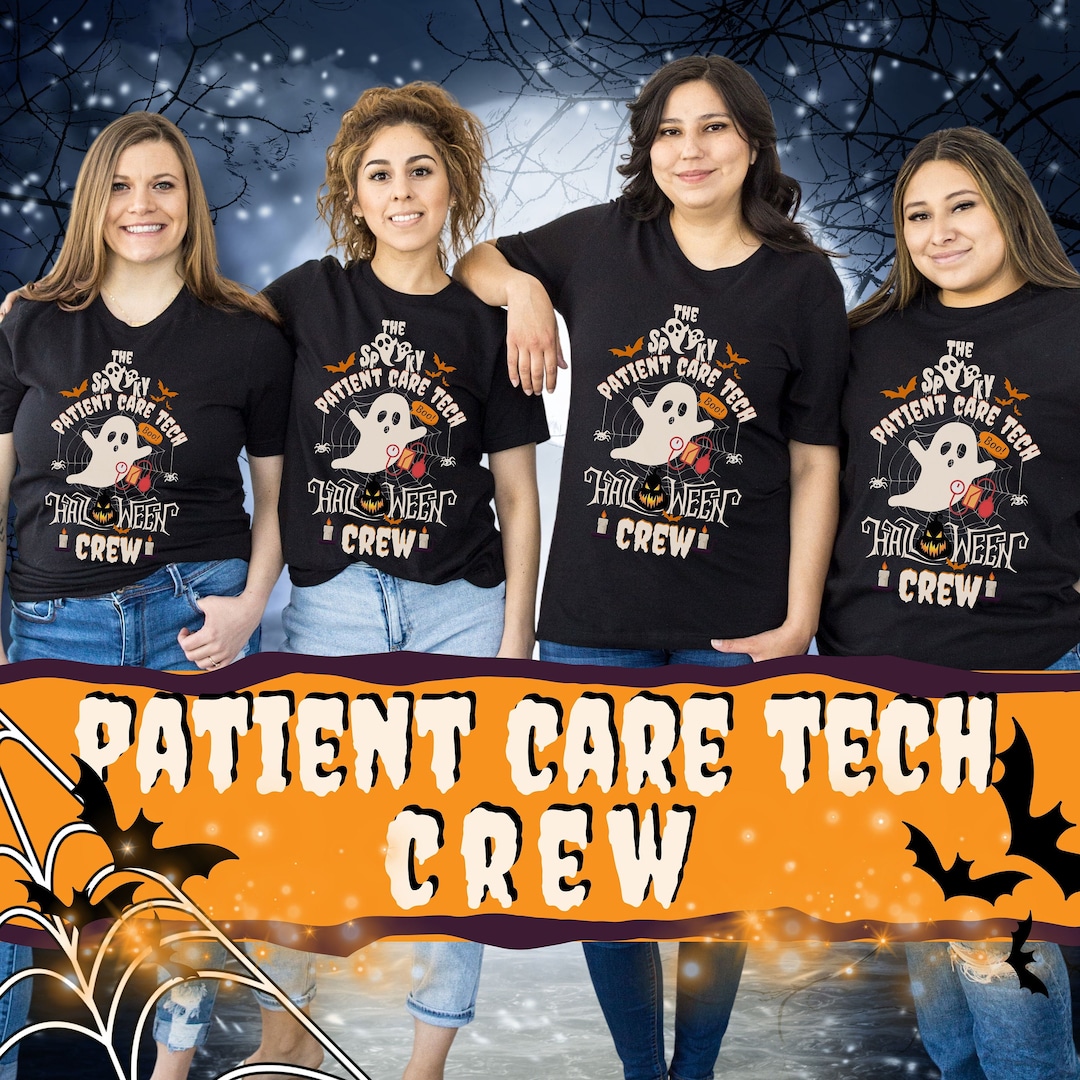 Spooky Patient Care Tech Halloween Crew Shirt, PCT Shirt, Nursing Shirt ...