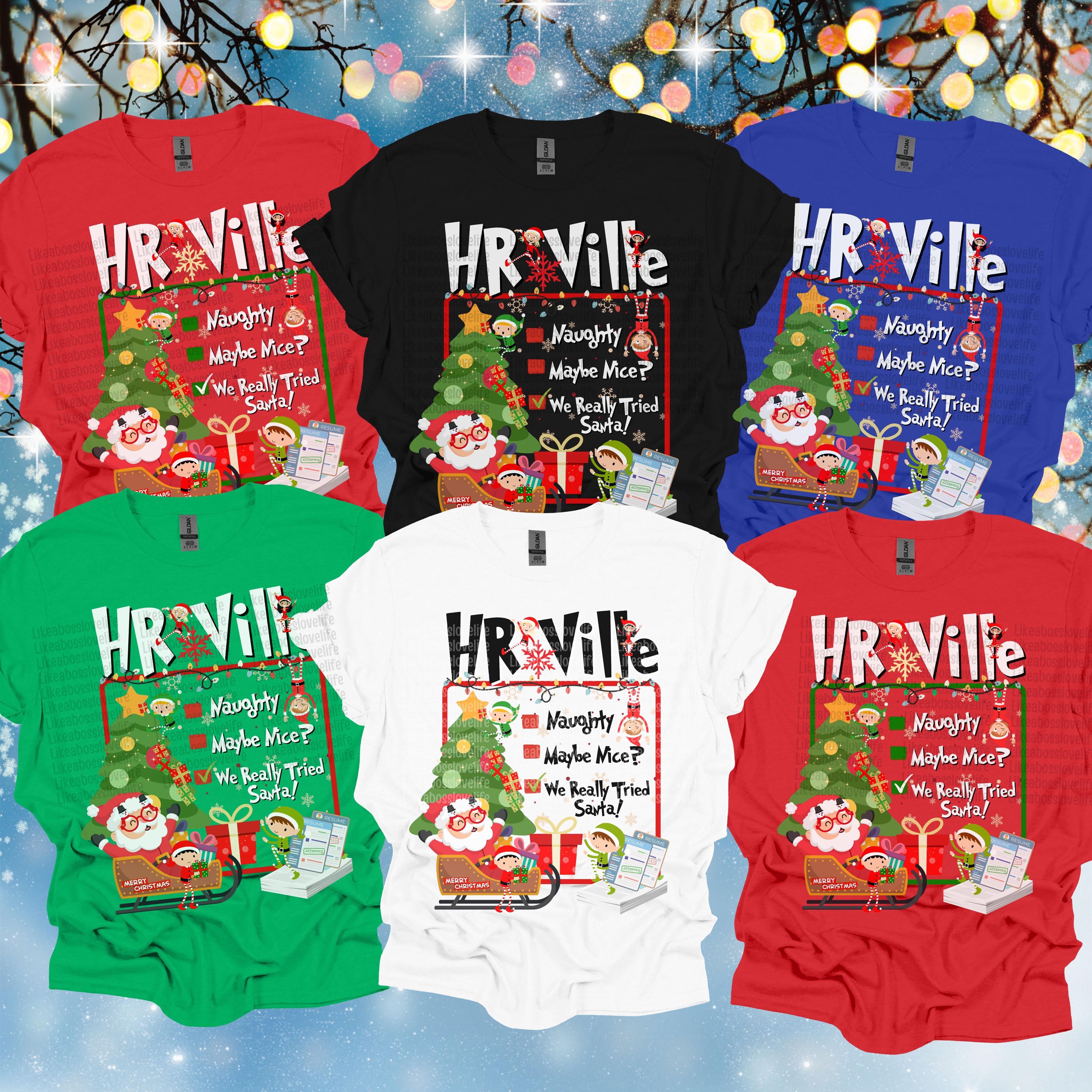 HR Ville Christmas Funny Group Santa Elf Sweatshirt, Human Resource ...