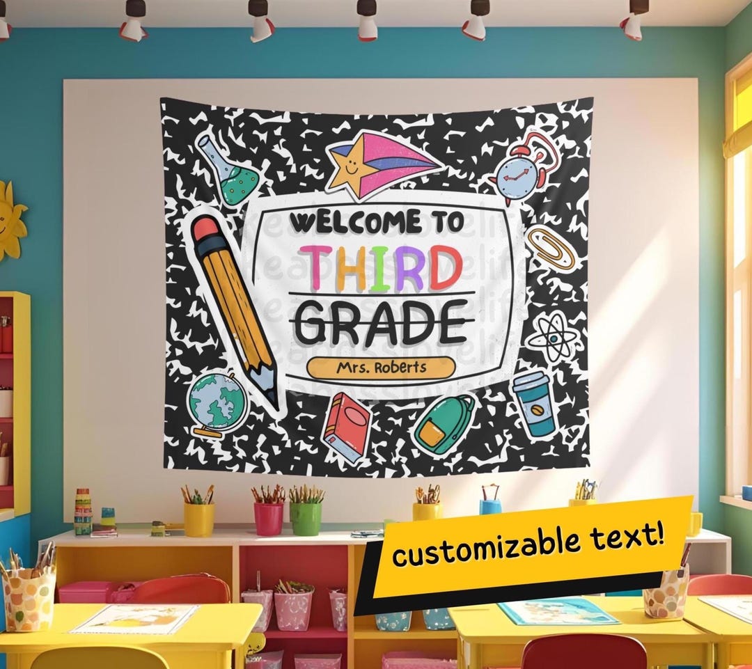 Custom Third Grade Back to School Teacher Banner, Teacher Wall Decor ...