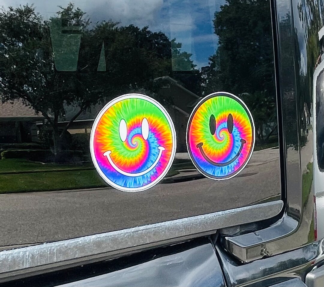 Tie-dye Smiley Face Decal for Jeep | 3 Inch | 2 Decals Included ...