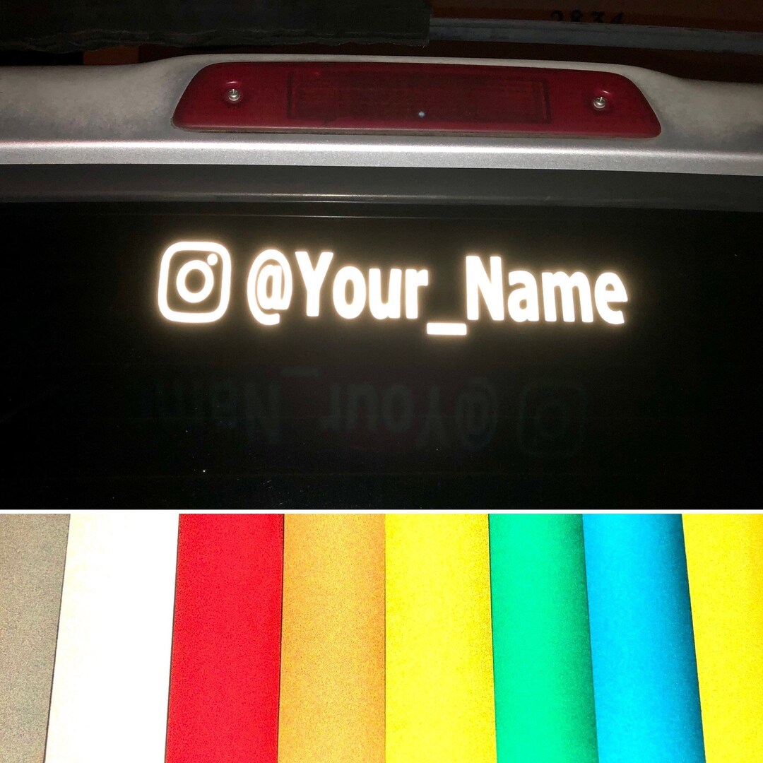 REFLECTIVE Custom Instagram Handle Vehicle Window Decal | 8 Inch or 10 ...