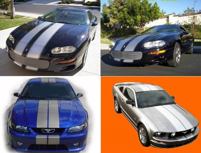 8" Vinyl Rally Racing Stripes - 30' Long - Black, White, Silver, Matte ...